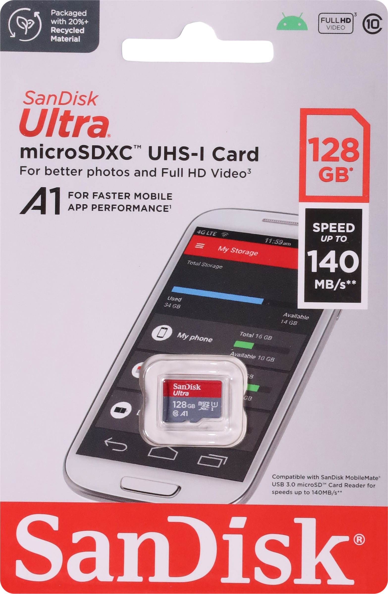 SanDisk Ultra 128 GB UHS-I MicroSDXC Card 1 ea - Walmart Business Supplies