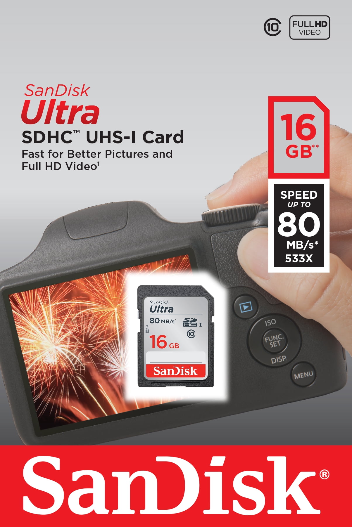 SanDisk, SDHC Memory Card, SDSDUNC-016G-GN6IN, 16GB Ultra UHS-I ...
