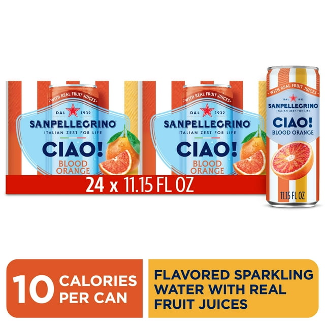 Sanpellegrino CIAO Blood Orange Sparkling Flavored Water with Real Fruit Juices, 24-Pack ...