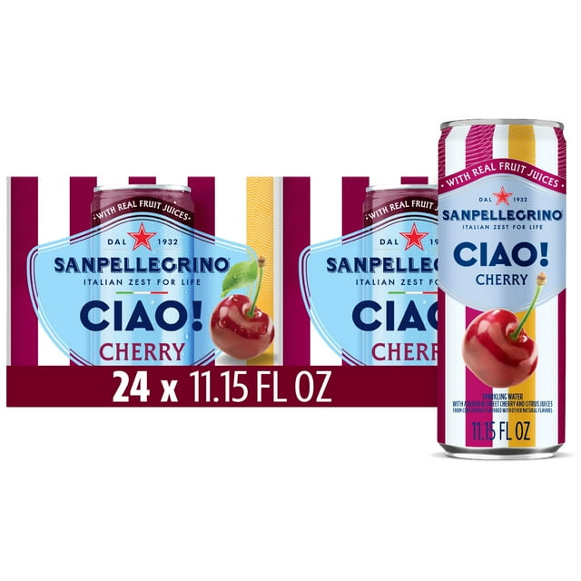 Sanpellegrino CIAO Cherry Sparkling Flavored Water with Real Fruit Juices, 24-Pack - Walmart.com
