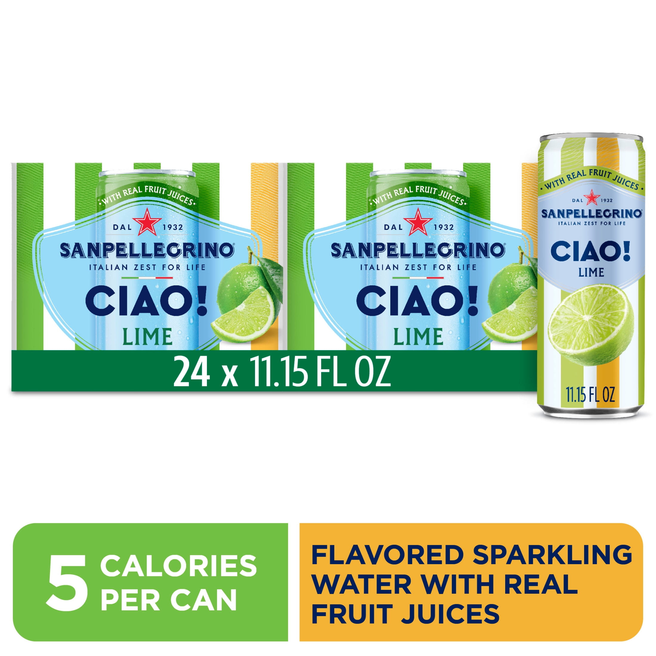 Sanpellegrino CIAO Lime Sparkling Flavored Water with Real Fruit Juices, 24-Pack - Walmart.com