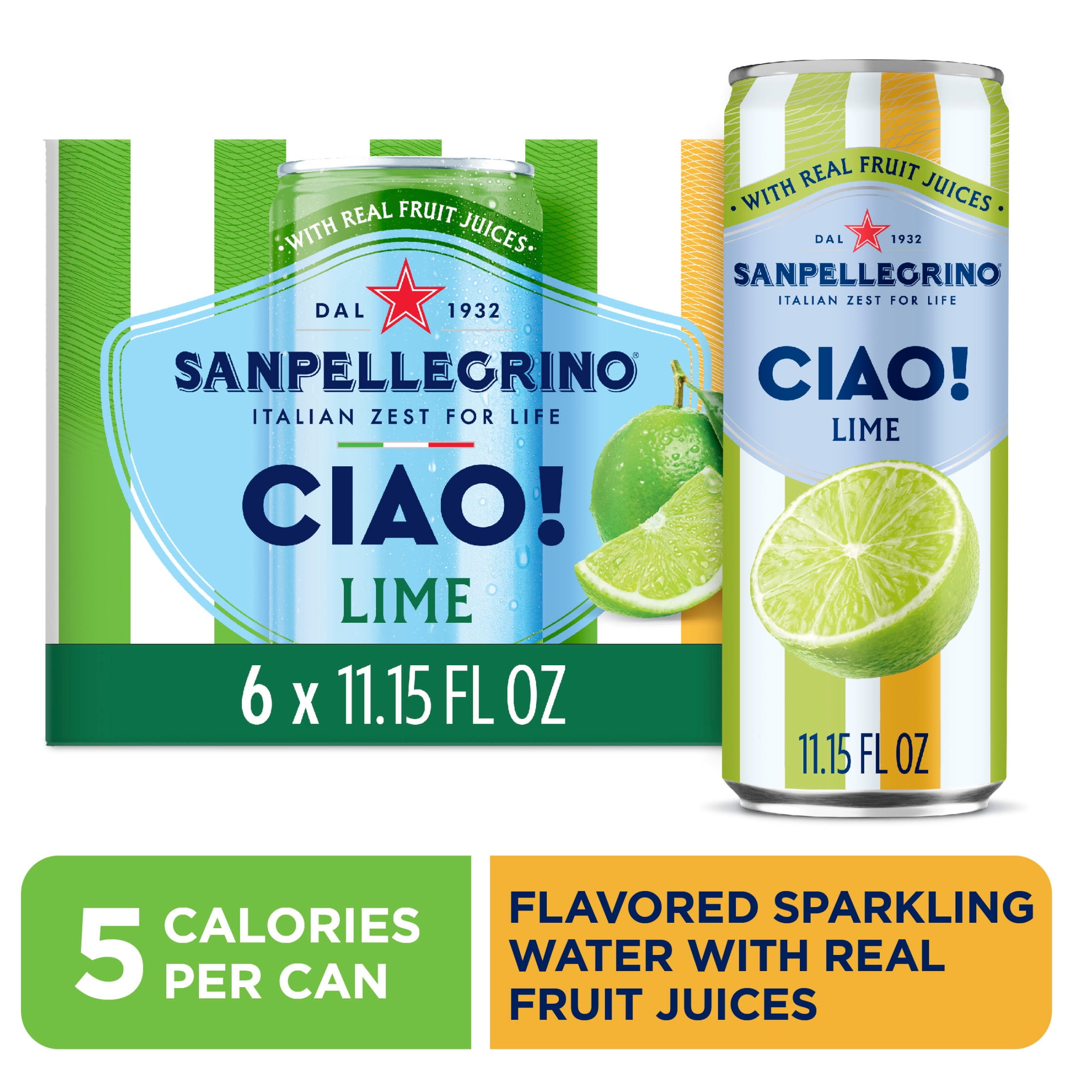 Sanpellegrino CIAO Lime Sparkling Flavored Water with Real Fruit Juices, 6 Pack - Walmart.com