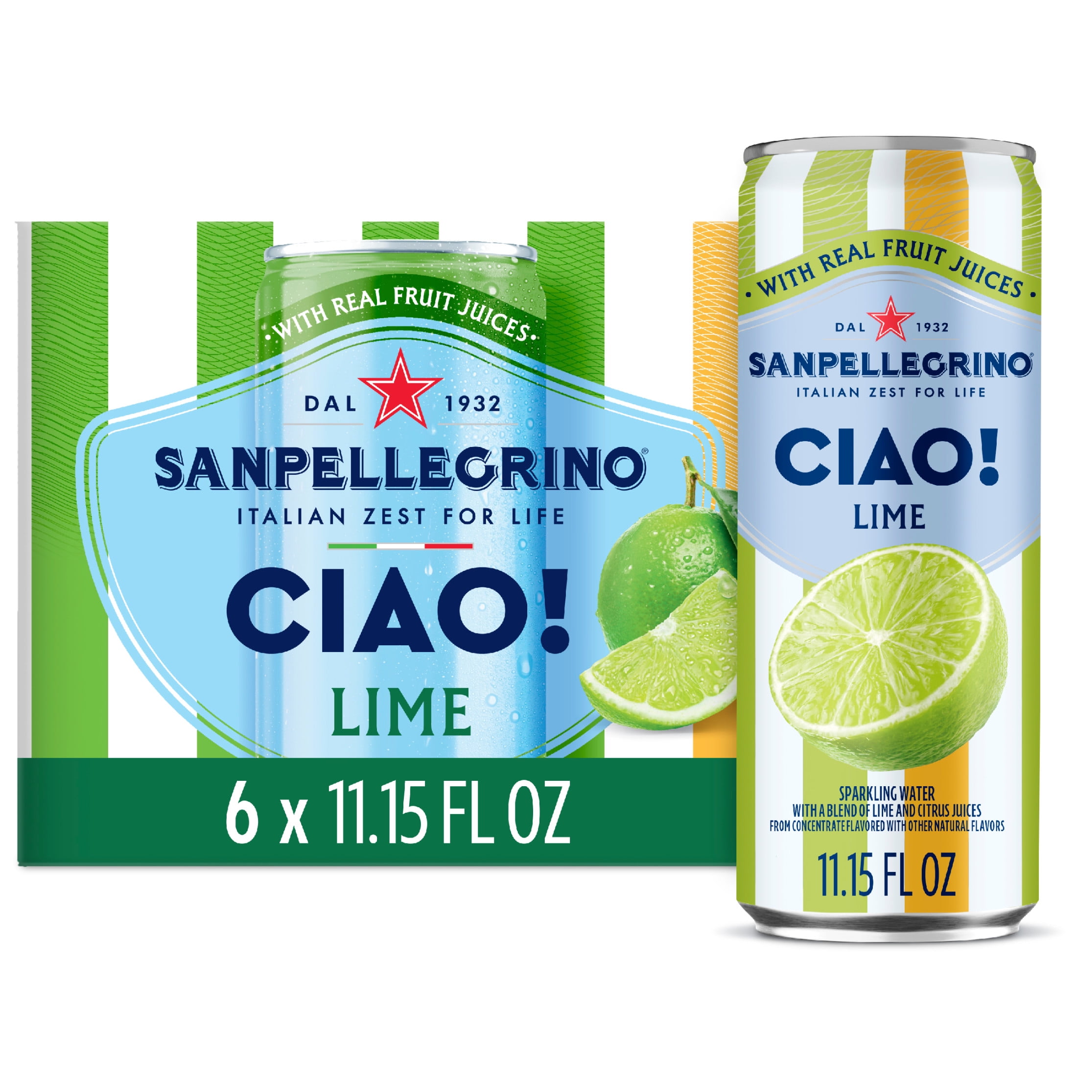 Sanpellegrino CIAO Lime Sparkling Flavored Water with Real Fruit Juices, 6 Pack - Walmart.com