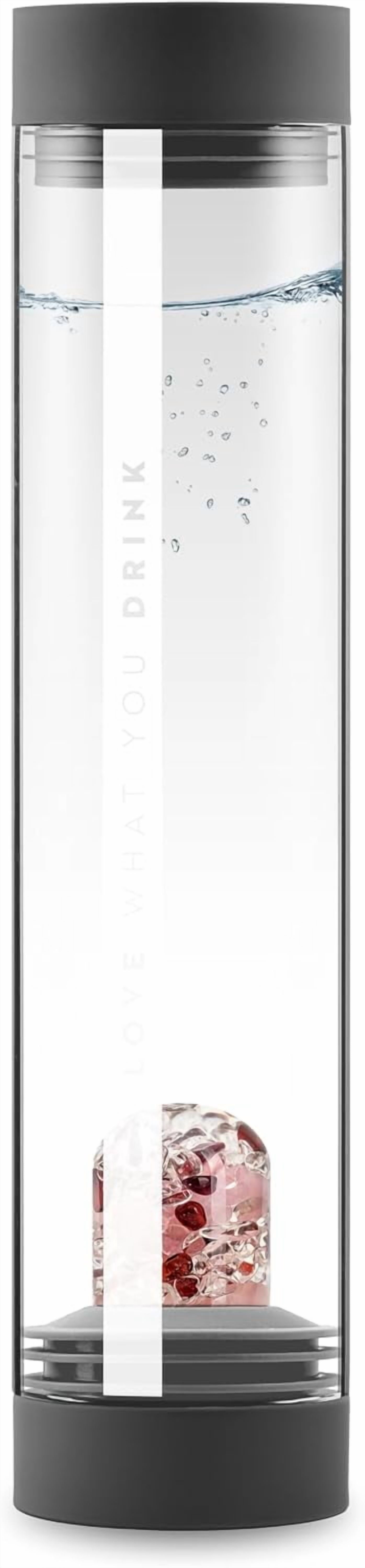 Sana LOVE Lava Black Crystal-Infused Water Carafe with Rose Quartz, Garnet, and Clear Quartz for ...