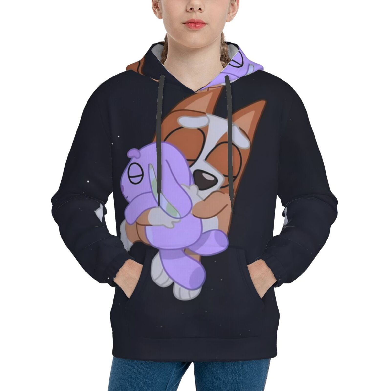 Sanaai Bluey Patten Youth Hoodie Sweatshirt with Kangaroo Pocket - Warm Pullover Hoodie for Boys ...