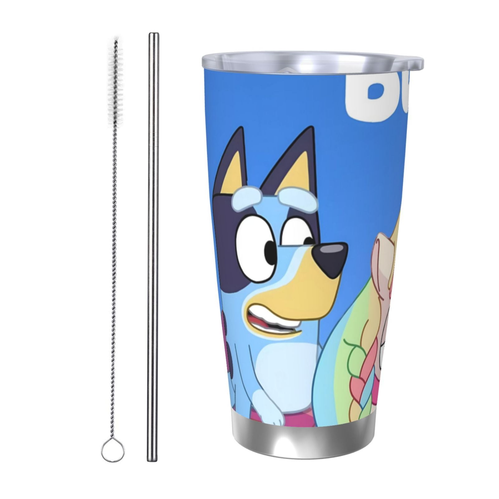 Sanaai Bluey Pattern 20oz Insulated Car Cup with Lid and Straw - Spill ...