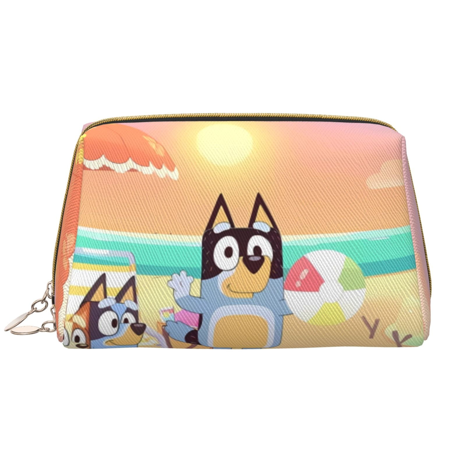 Sanaai Bluey Pattern Genuine Leather Makeup Bag - Large Capacity ...