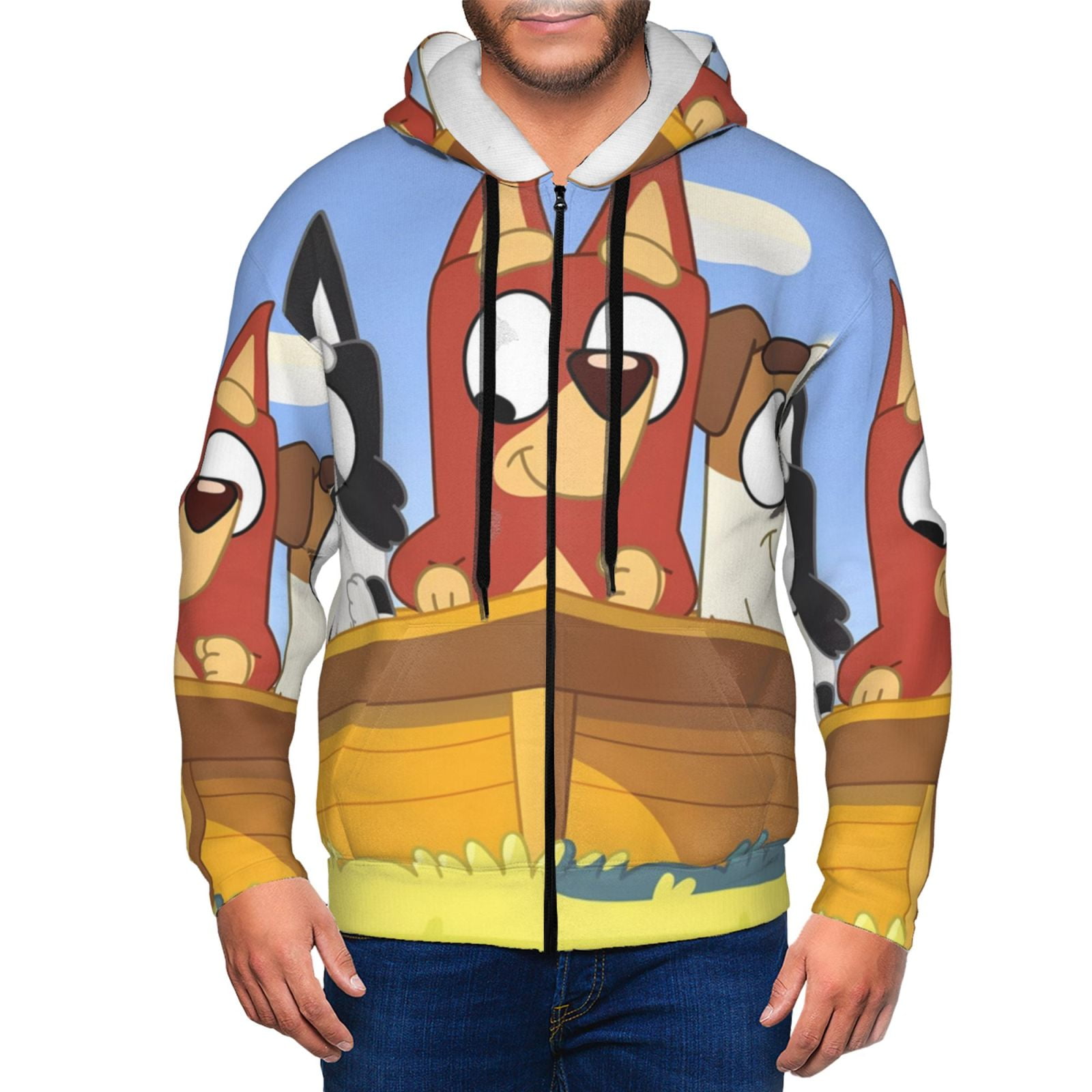 Sanaai Bluey for Men's Full-Zip Hoodie with Kangaroo Pocket - Zip-Up ...