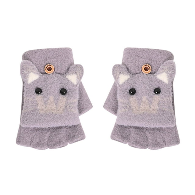 Flip Top Gloves Winter Wool Half Finger Mitten For Kids - Walmart.com