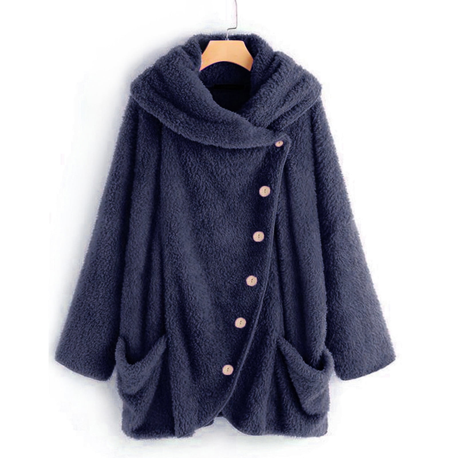 Sanbonepd Women Casual Fleece Jacket Solid Cute Oversize Coats Home ...