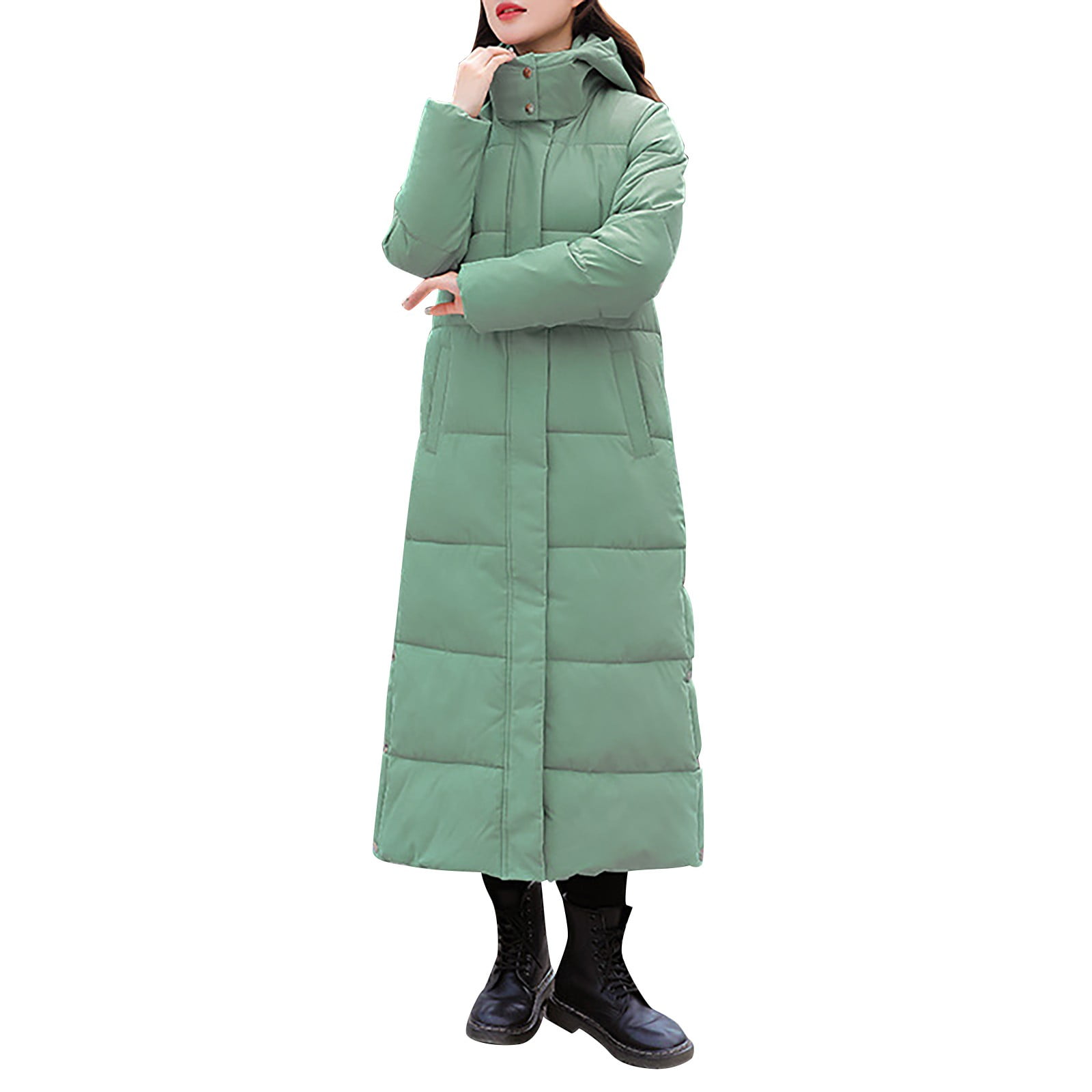 Sanbonepd Womens Coats Thickened Warm Extra Long Coat Knee Length ...