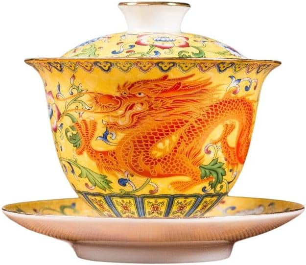 Sancai Dragon Porcelain Gaiwan, Chinese Dragon Style Ceamic Gaiwan ...