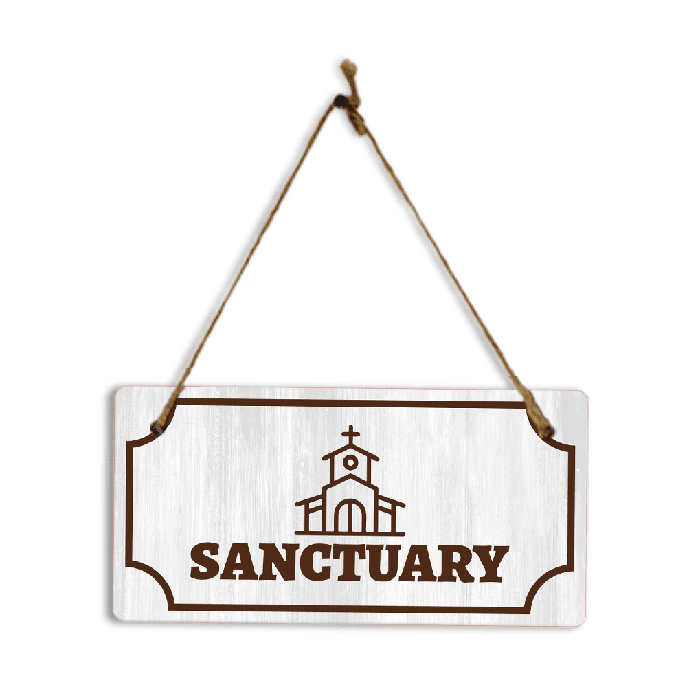 Sanctuary 5x10 Hanging Plus Wall or Door Sign | Religious Rustic Wood ...