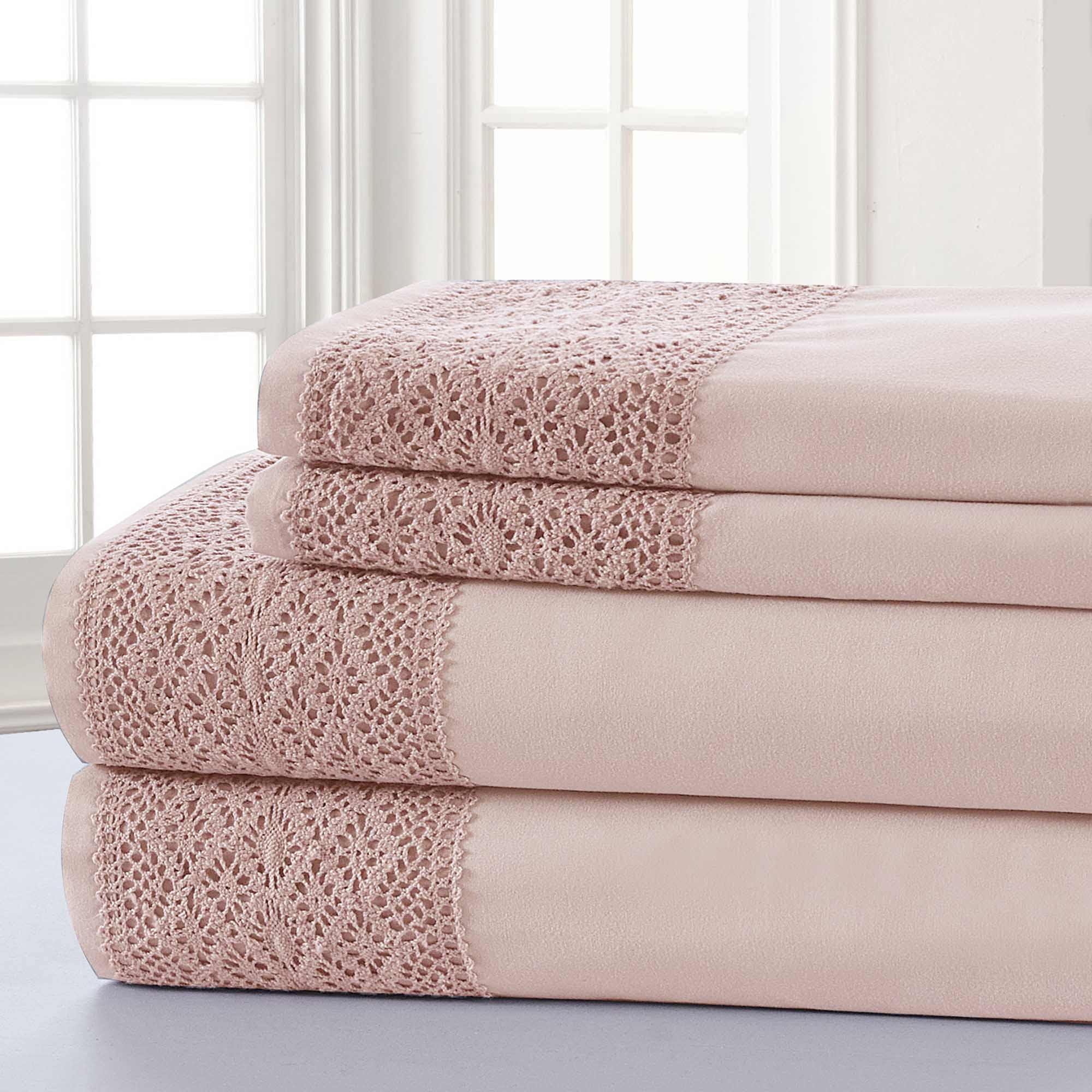 Sanctuary Crochet Yorkshire Lace Sheet Set - Blush/Rose Queen - Walmart.com