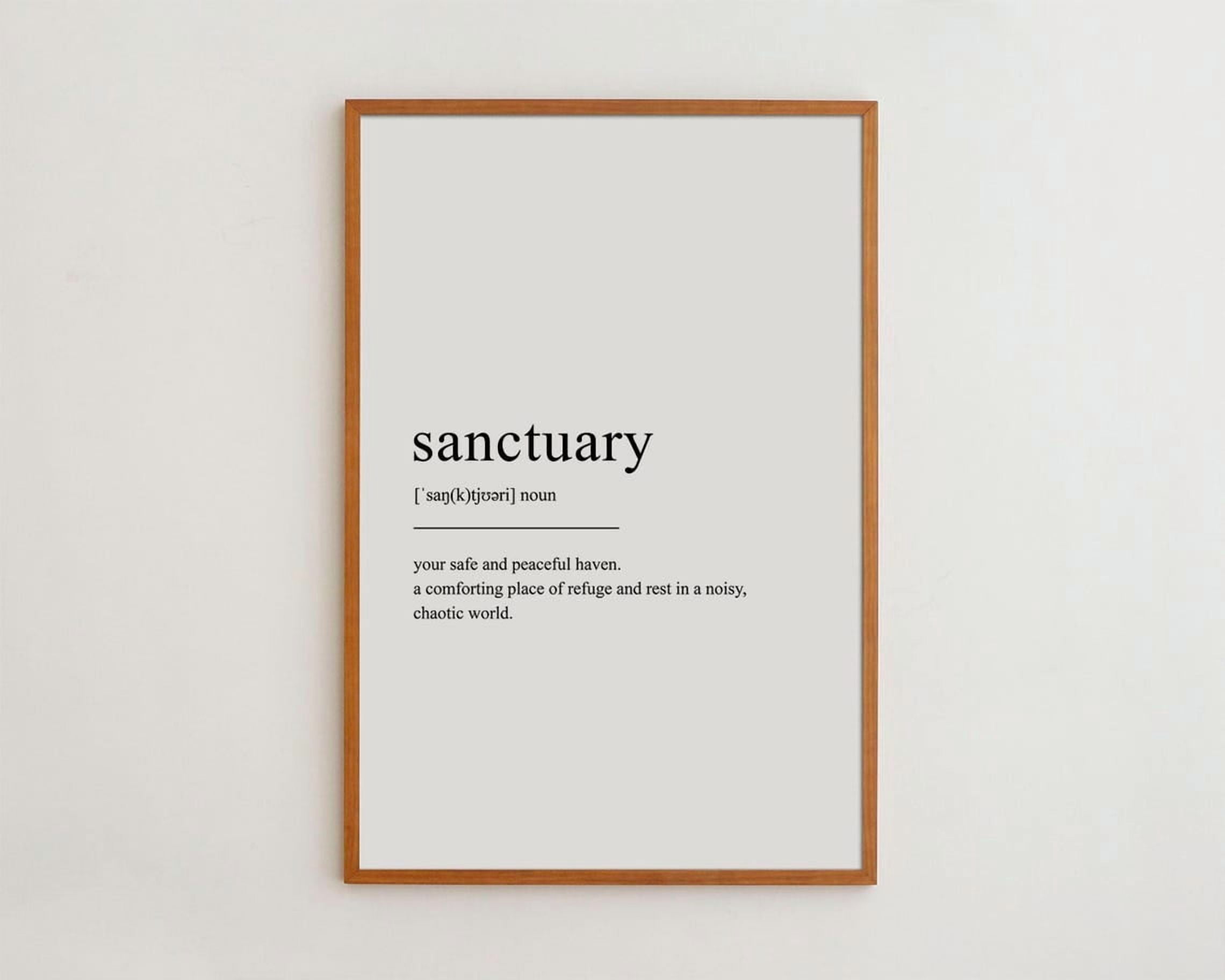 Sanctuary Definition Print Poster Black And White Scandinavian Wall Art ...