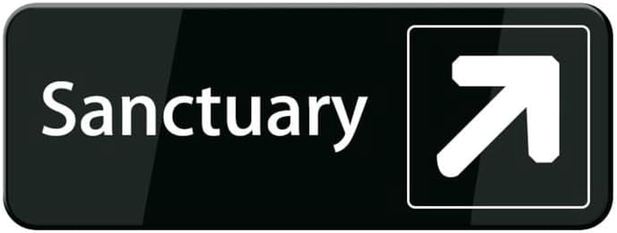 Sanctuary With Top Right Arrow Sign 10"X3" Black White Acrylic - Self ...