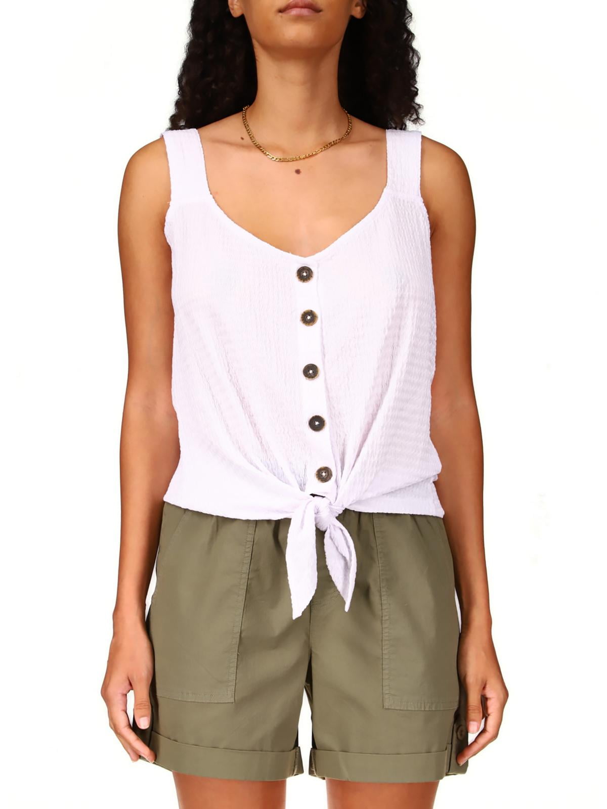 Sanctuary Womens Golden Hour Button-Down Tie Front Tank Top - Walmart.com
