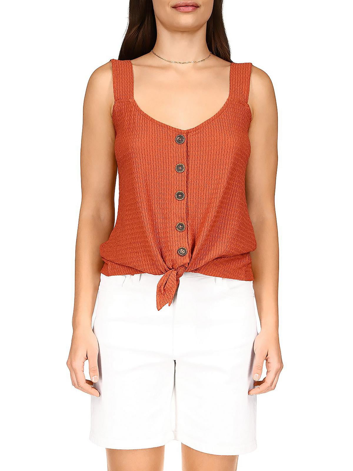 Sanctuary Womens Golden Hour Button-Down Tie Front Tank Top - Walmart.com