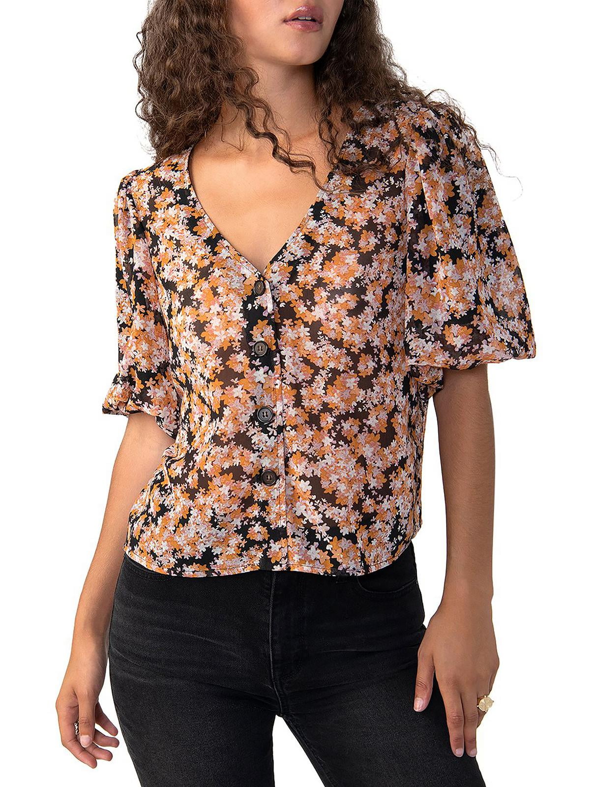 Sanctuary Womens Sheer Puff Sleeve Blouse - Walmart.com