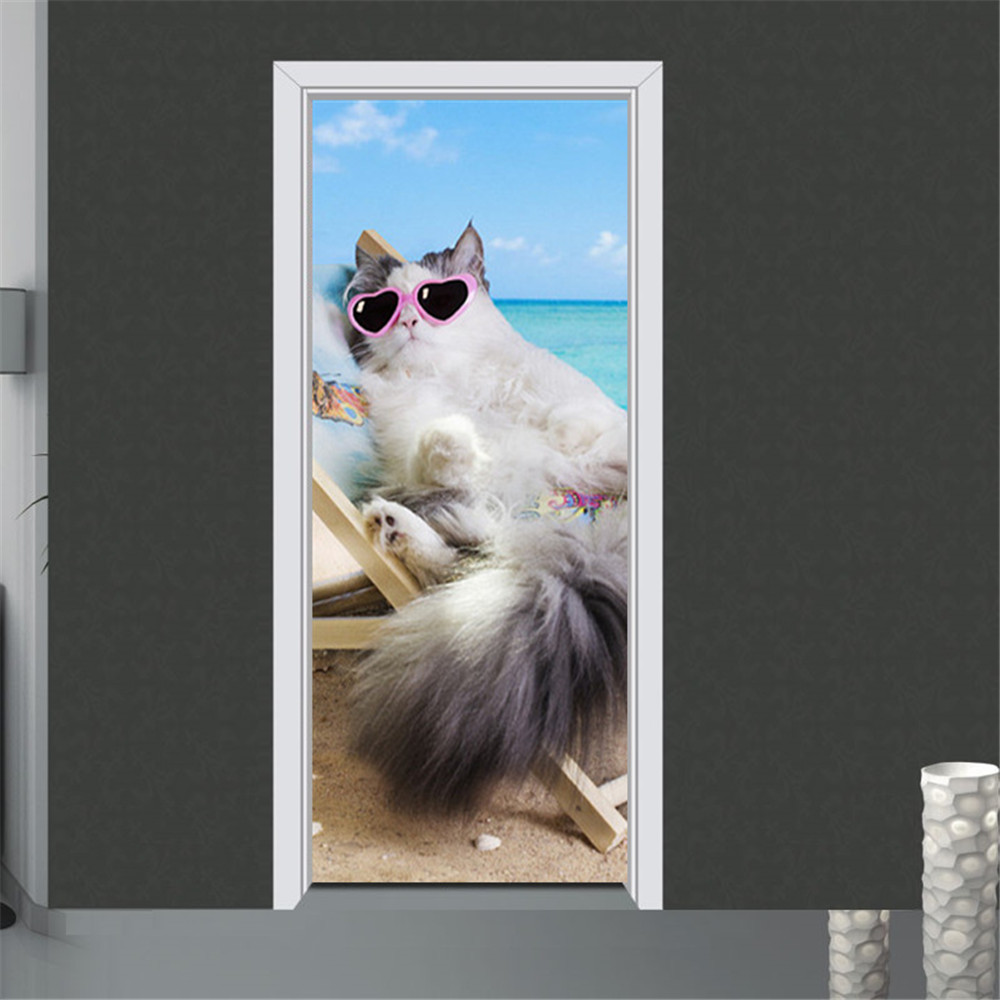Sand Beach Outside Door Sticker Waterproof Decorative Poster Cupboard ...