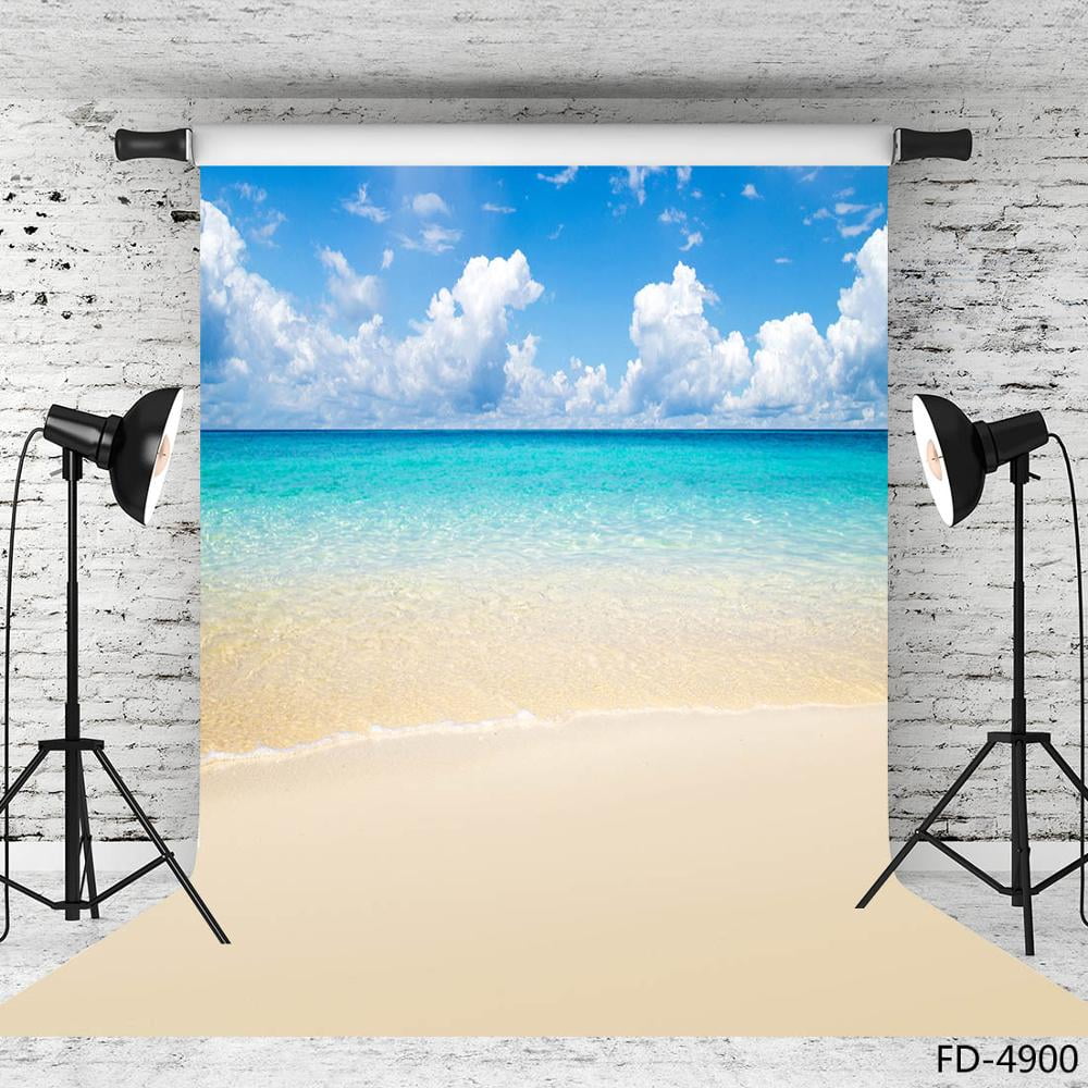 Sand Beach Scenic Sea Wave Ocean Blue Sky Cloud Scenery Background ...