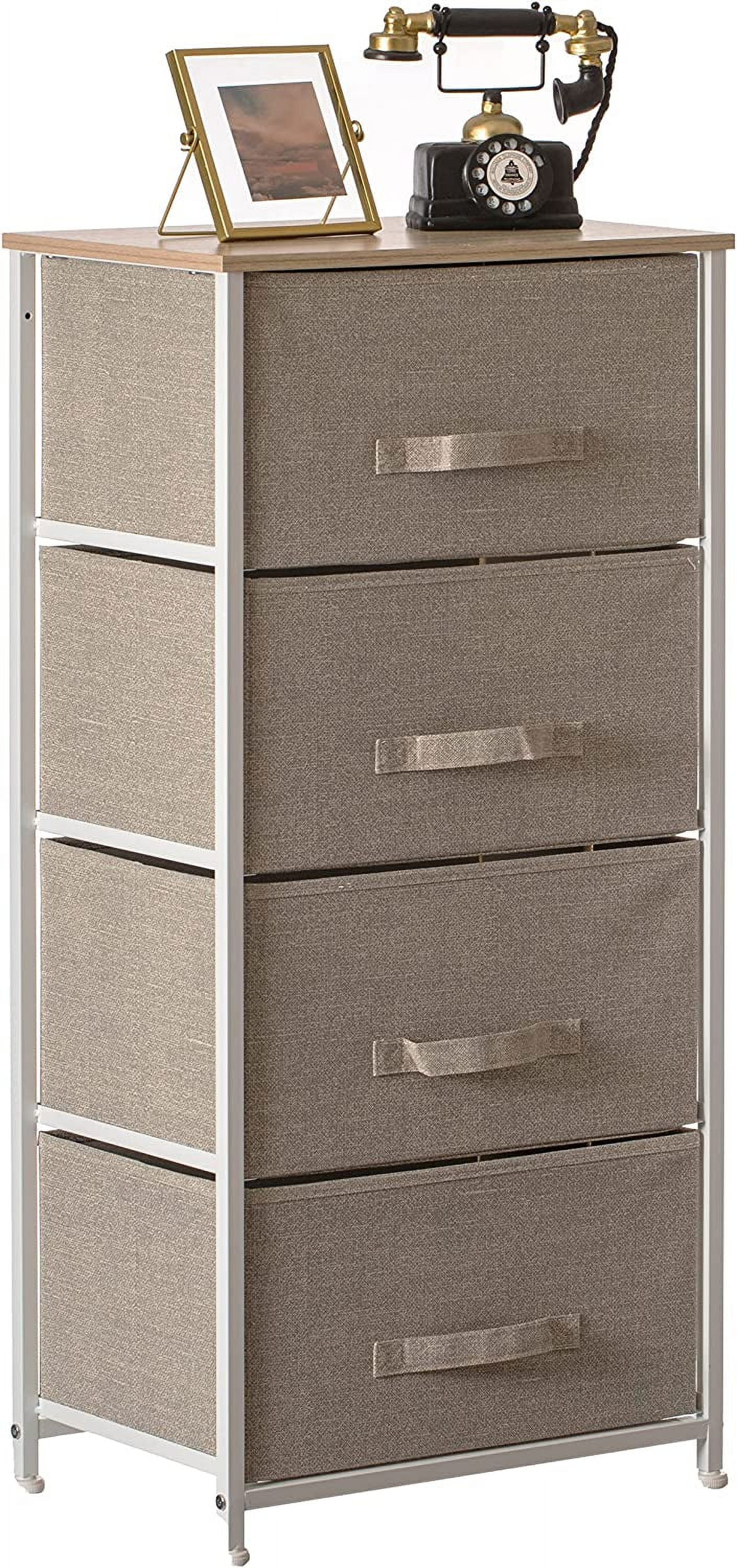 Sand Beige Bins And White Frame Four Night Storage Chest, 4 Drawer ...