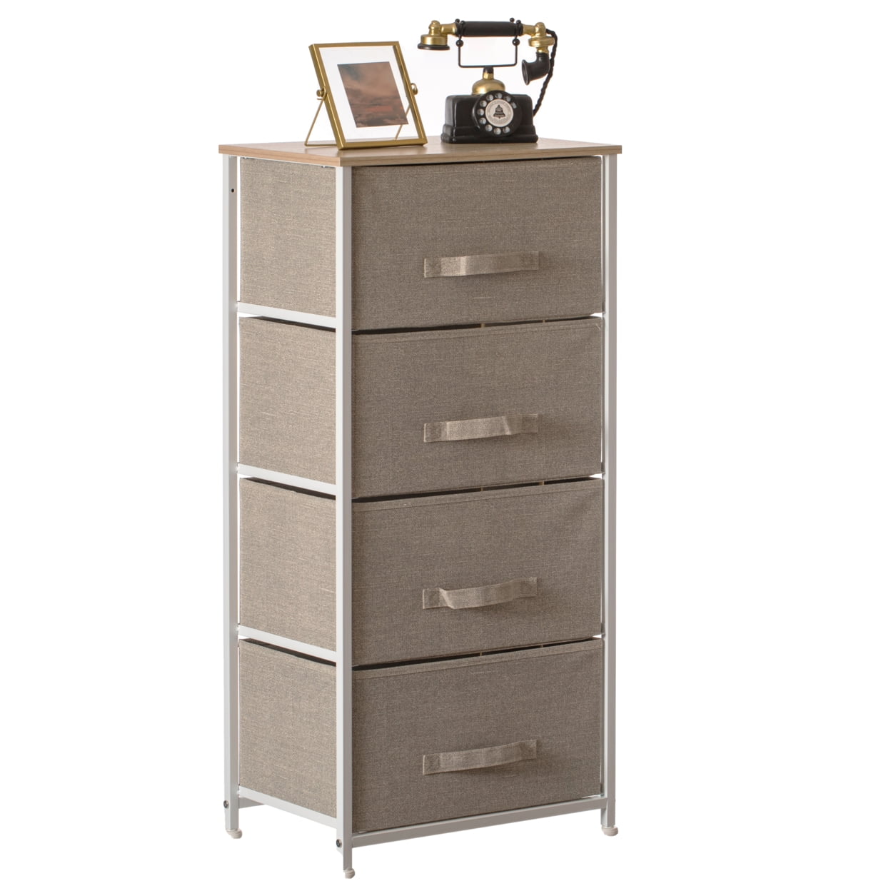 Sand Beige Bins and White Frame Storage Night Chest and Storage Chest ...