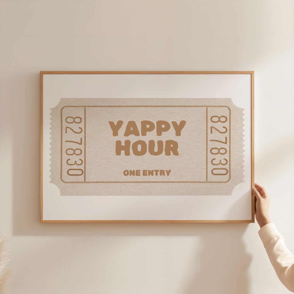 Sand Beige Natural Yappy Hour Ticket Poster | Kitchen Bar Cocktail Art ...
