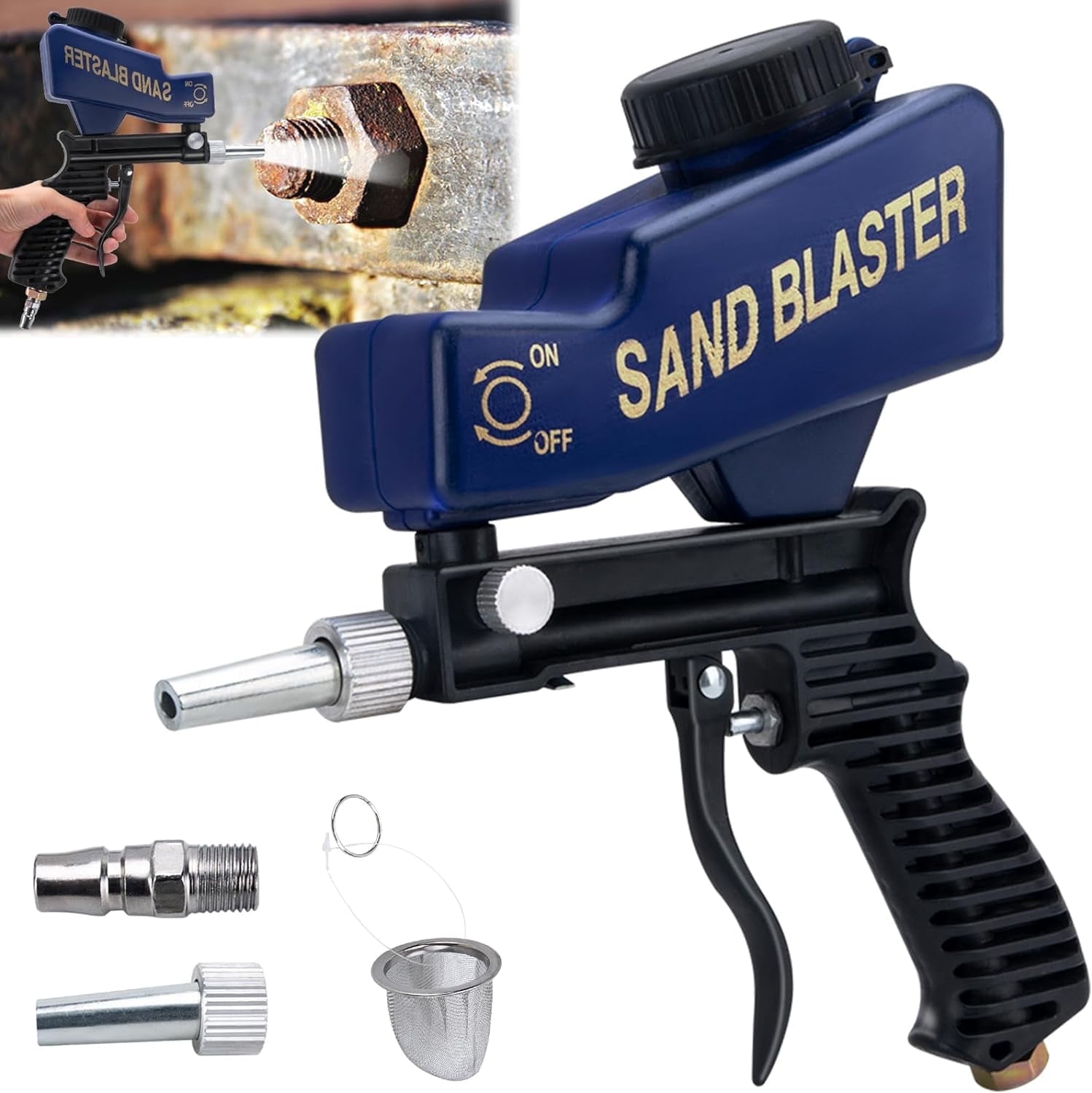 Sand Blaster Gun Kit for Air Compressor, Hand Held Sand Blaster for ...
