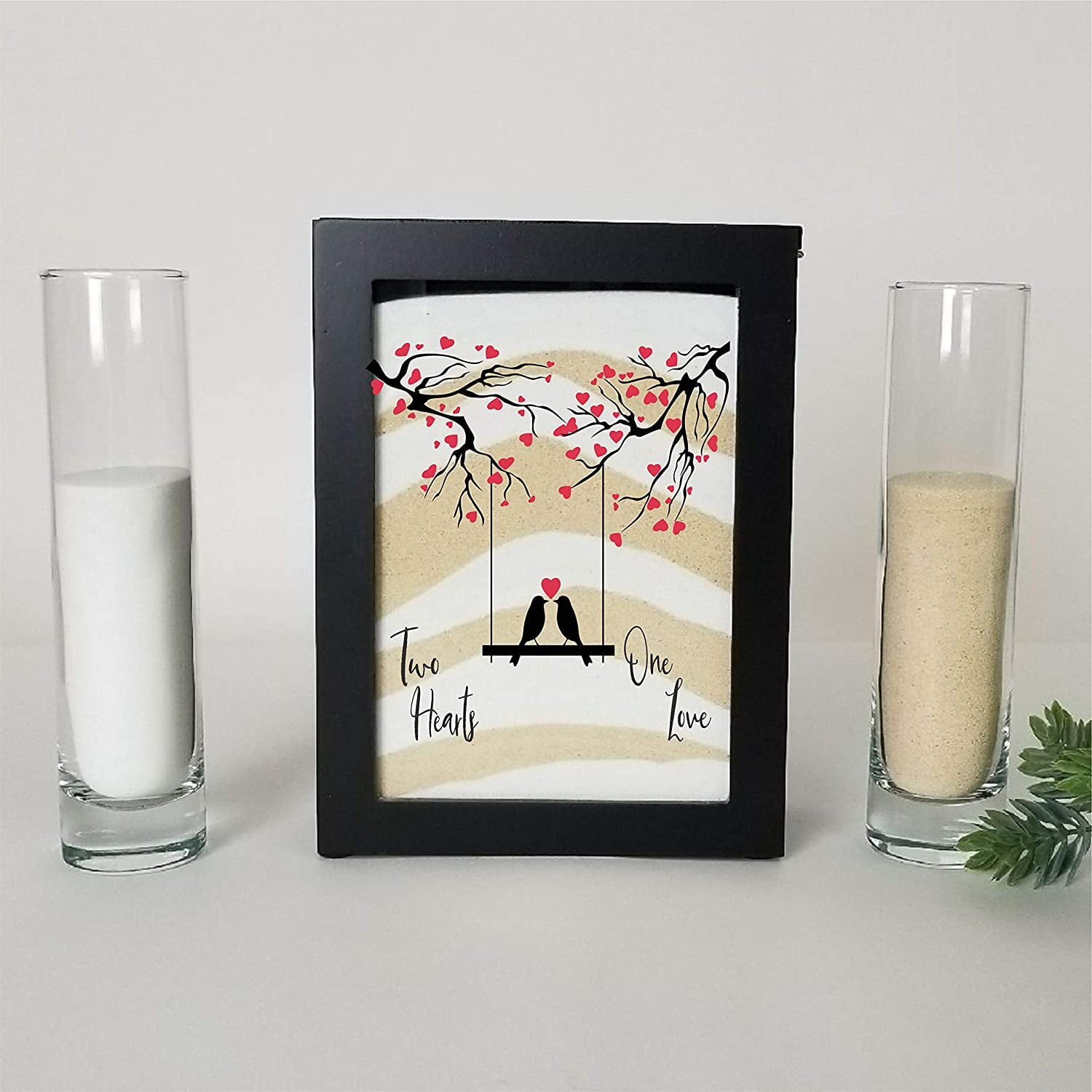 Sand Ceremony Set, Black Shadow Box Two Hearts one Love, Shadow Box ...
