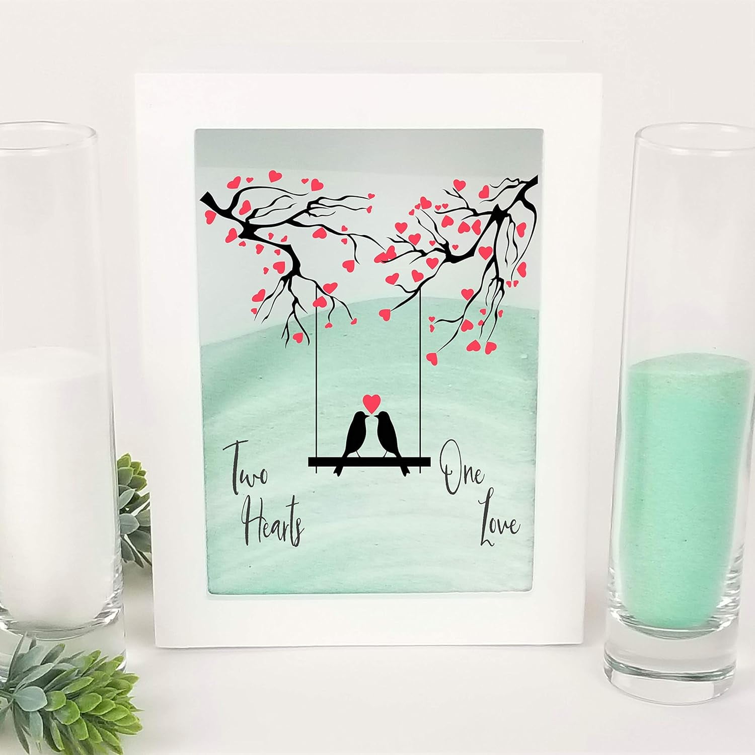 Sand Ceremony Set, White Shadow Box Two Hearts one Love, Shadow Box ...