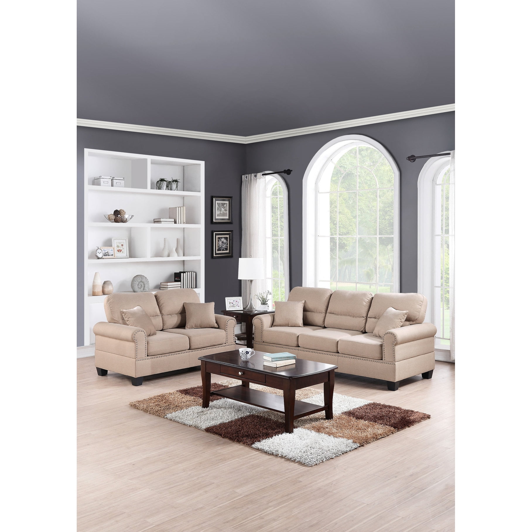 Sand Color Scheme - Foam Filler - Family Relaxing in Living Room ...
