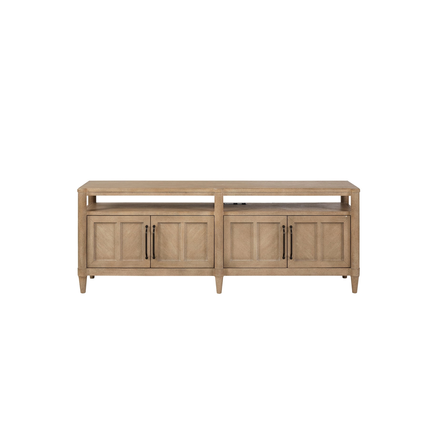Sand Colored 72" Tv Console, 4 Storage Cabinets, Transitional Look ...