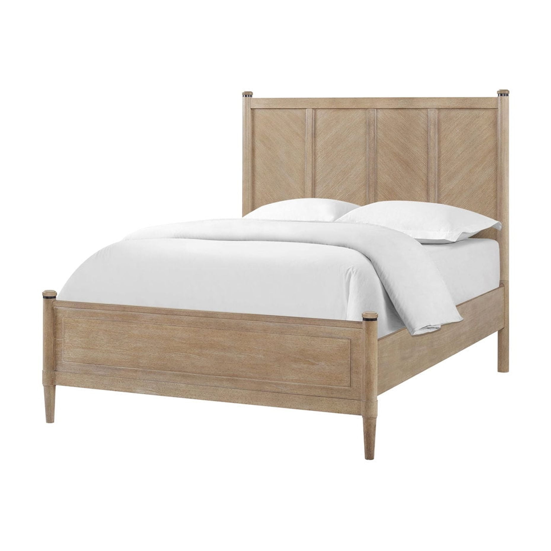 Sand Colored King Size Bed With Tempting Herringbone Headboard ...