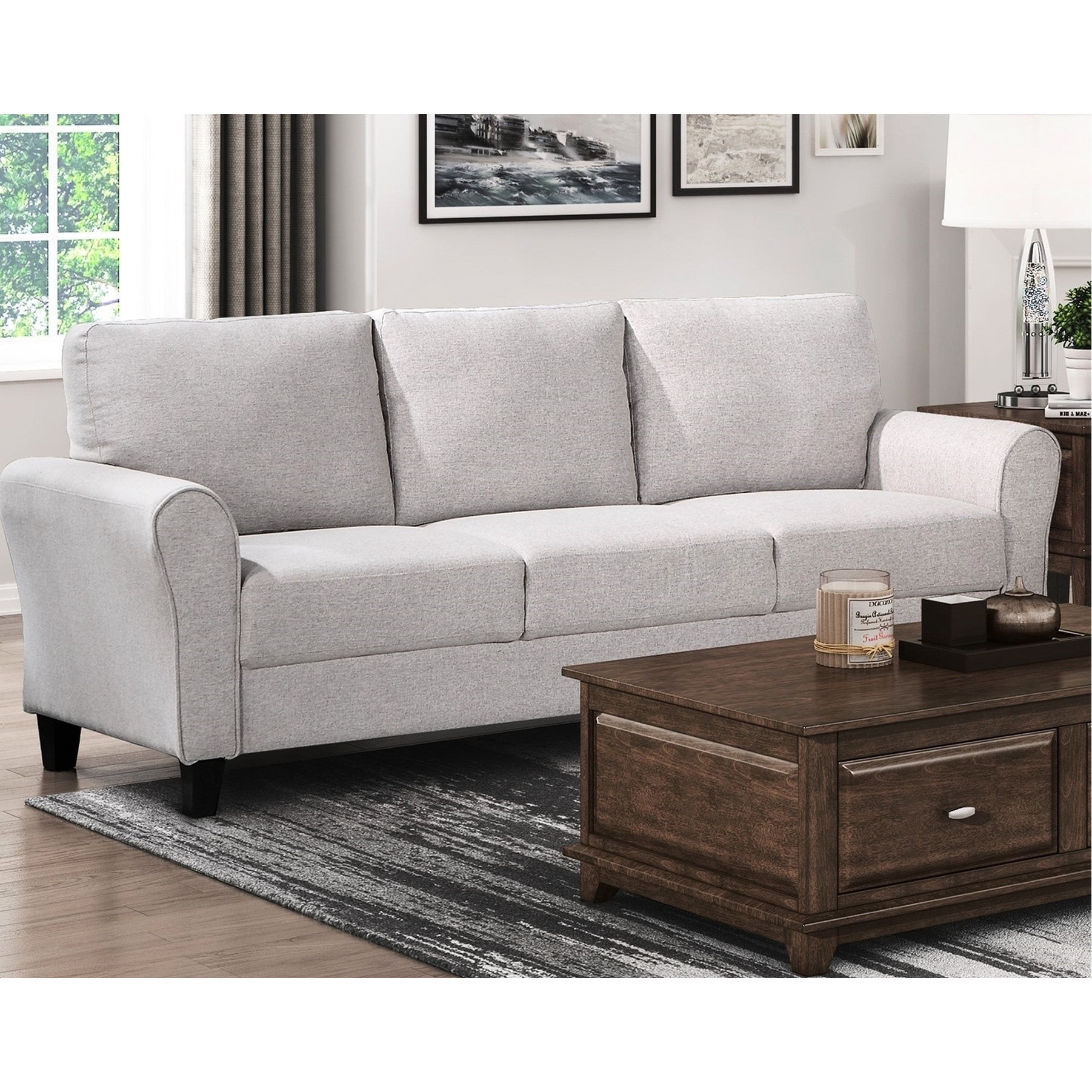 Sand Colored Sofa - Welt Trimmed Front Profile - Suitable for Modern ...