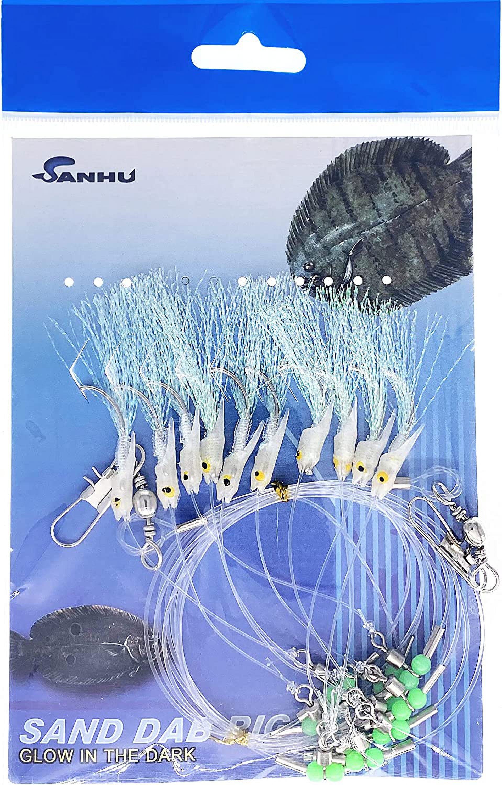 Sand Dab Rigs - #E-10 Hooks - Glow-in-Dark - 10 Packs - Walmart.com