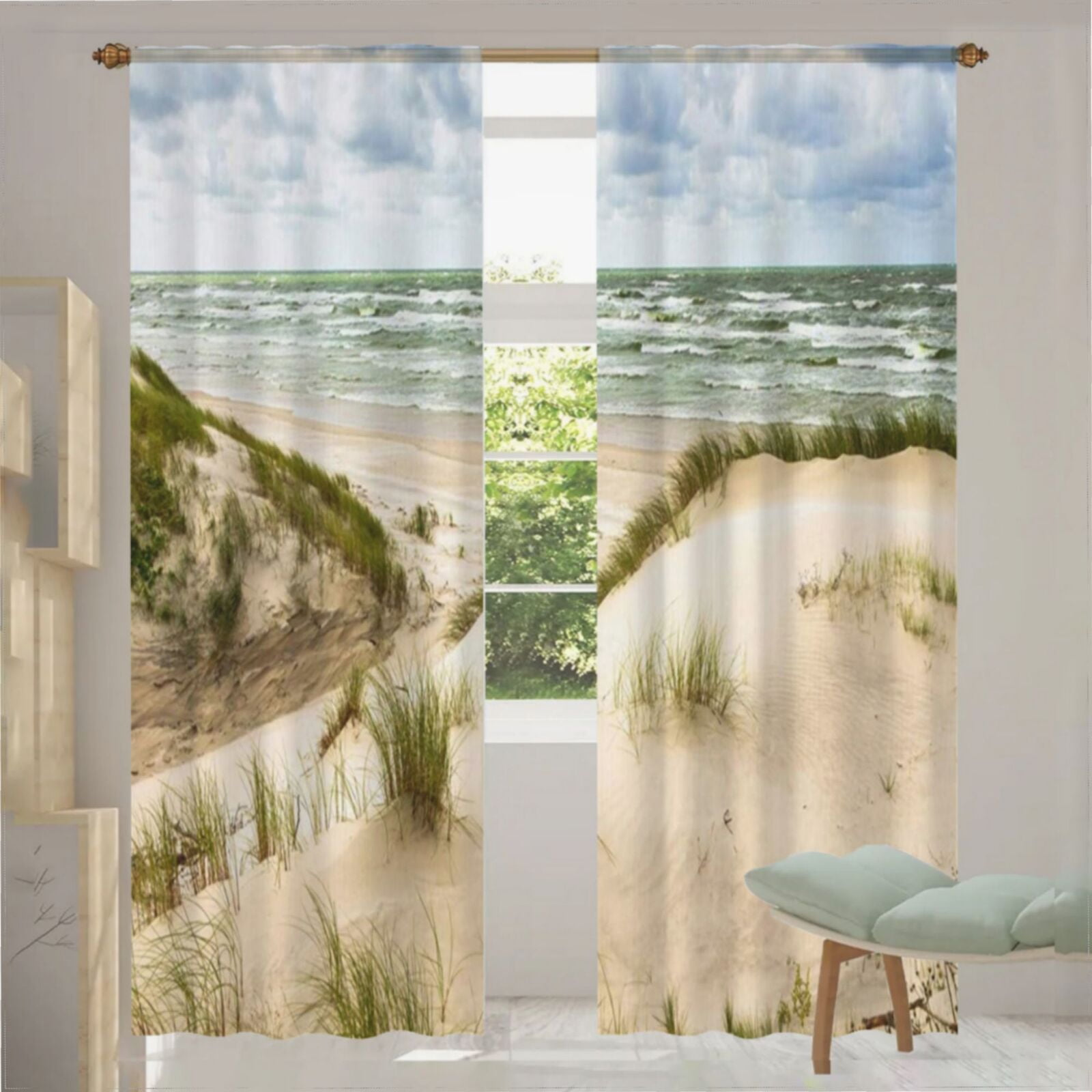 Sand Dunes On Baltic Sea Coastline Curtains for Living Room Bedroom ...