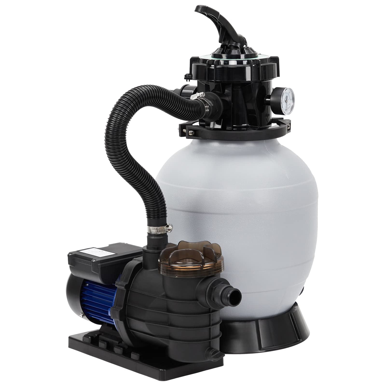 Sand Filter Pump 13" with 6-Way Multi-Port Valve & Strainer Basket Easy ...