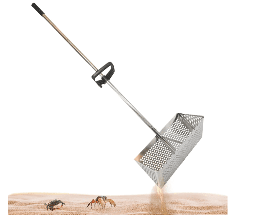 Sand Flea Rake, Stainless Steel Beach Sand Sifter with 15.8 Inch Shark ...