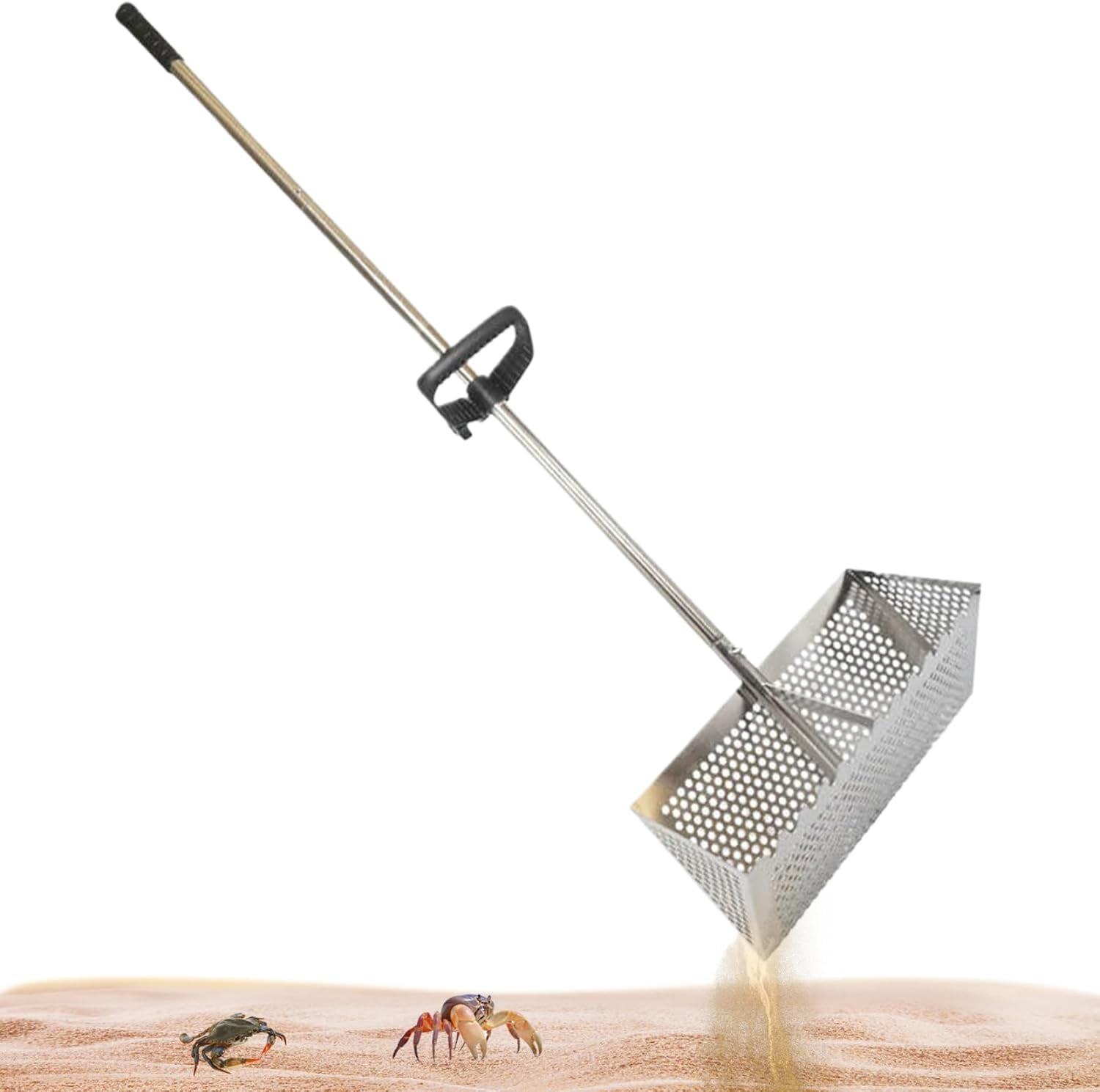 Sand Flea Rake, Stainless Steel Beach Sand Sifter with 15.8 Inch Shark ...