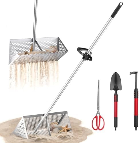 Sand Fleas Rake 52" Heavy Duty Beach Rake with Large 16" Basket, Sand ...