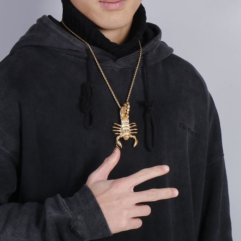 Sand King Scorpion 14K Yellow Gold Necklace Retro Men Pendant Chain ...