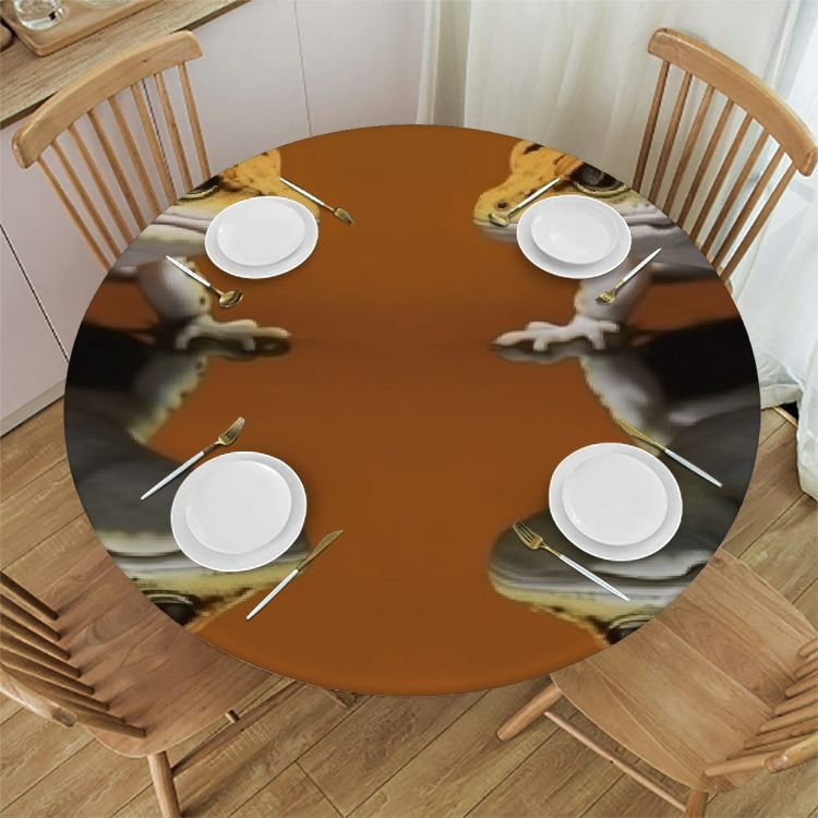 Sand Leopard Gecko Pattern Round decorative tablecloth can be washed ...
