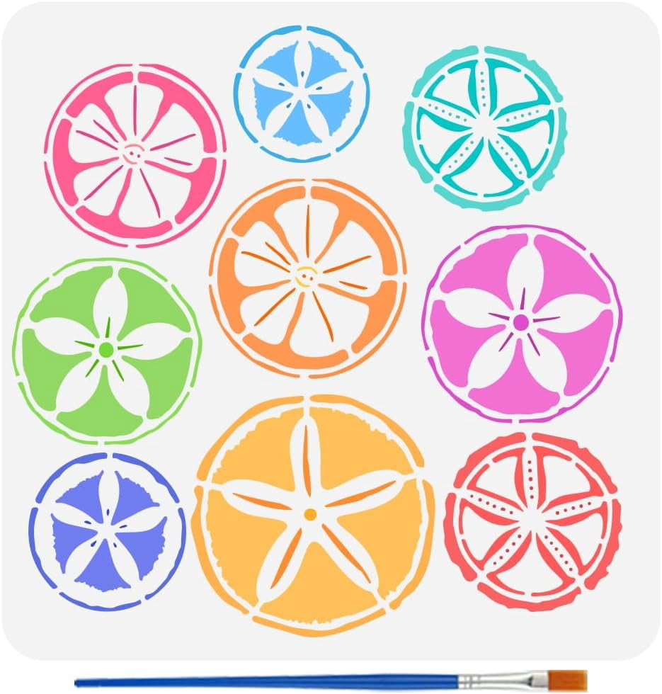 Sand Money Stencil for Painting with Brush 11.8x11.8inch Reusable Sea ...