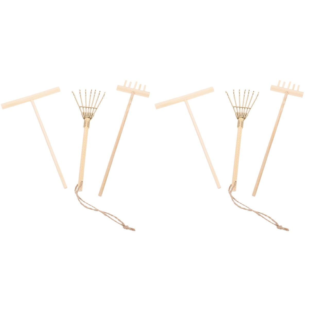 FENGGUIQU Miniature Sand Push Rakes Assorted Color Wood 6Pcs 5.7x3.1in ...