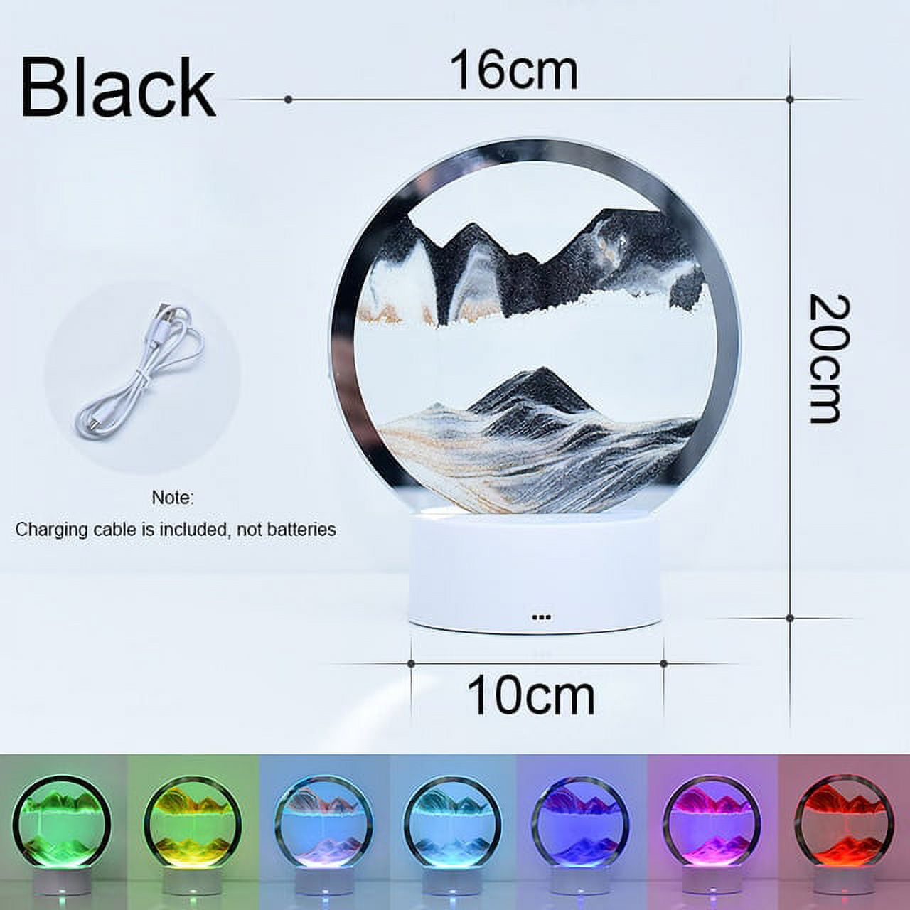Sand Painting Table Lamp LED RGB Sandscape Lamp 3D Colorful Moving Sand ...