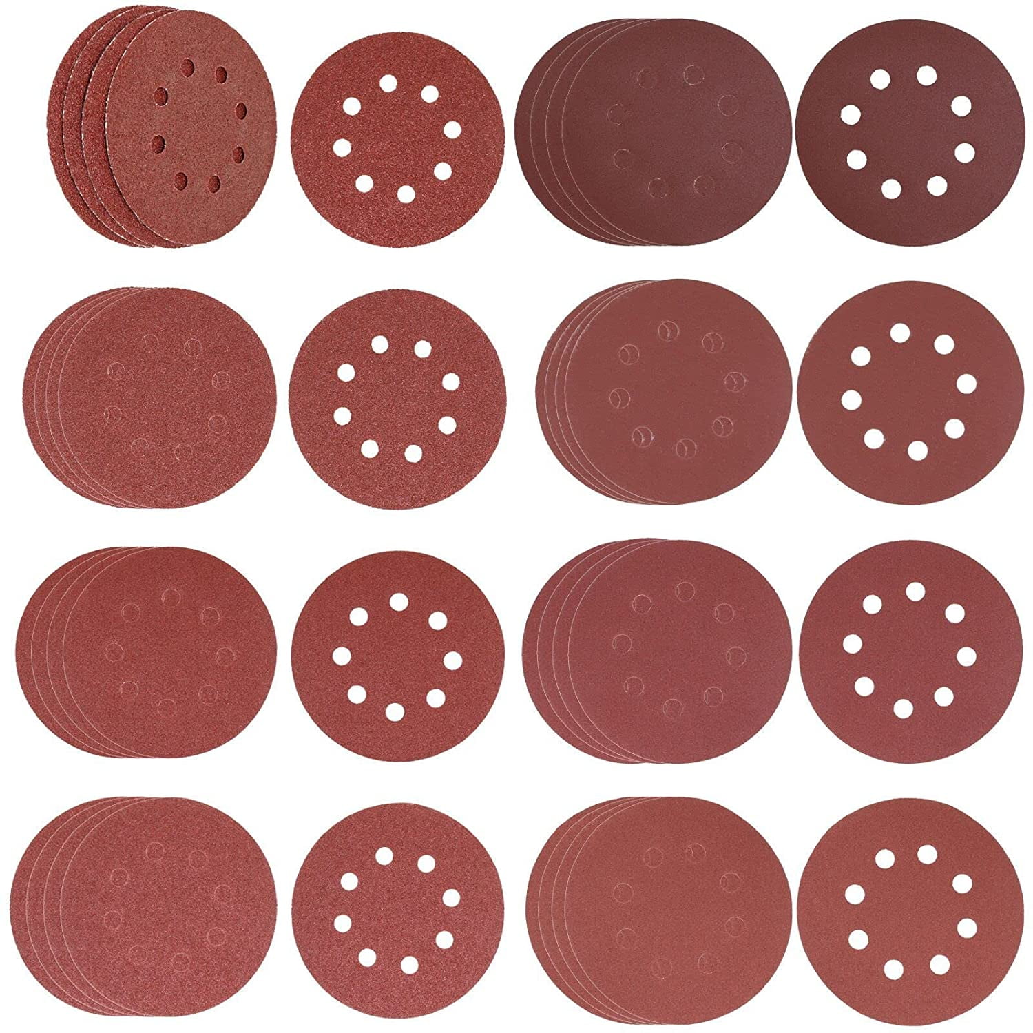 Sand Paper Set, 5 Inch Sanding Discs Hook and Loop, Adhesive Sanding ...