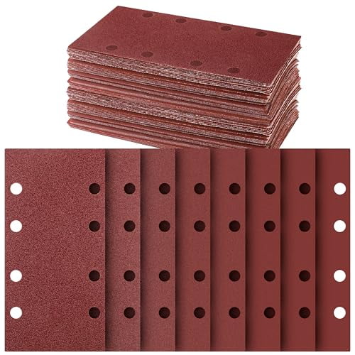 Sand Paper Sheets 40 PCS, 8 Holes Hook & Loop Sandpaper Sanding Sheet ...