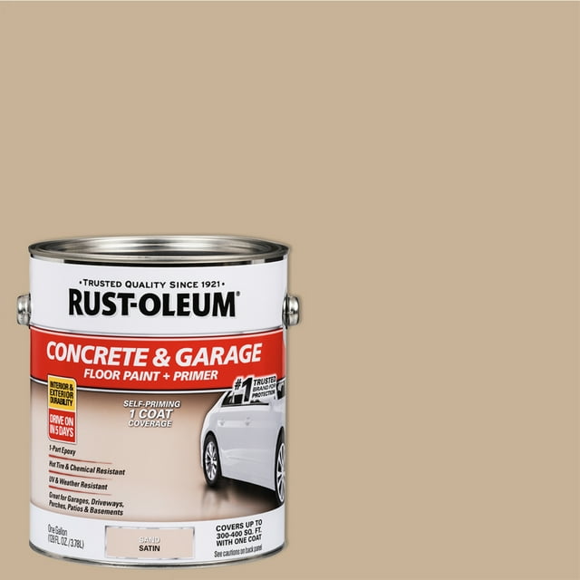 Rust-Oleum Satin Paint for Concrete, Garage Floor, Basement & Driveway ...