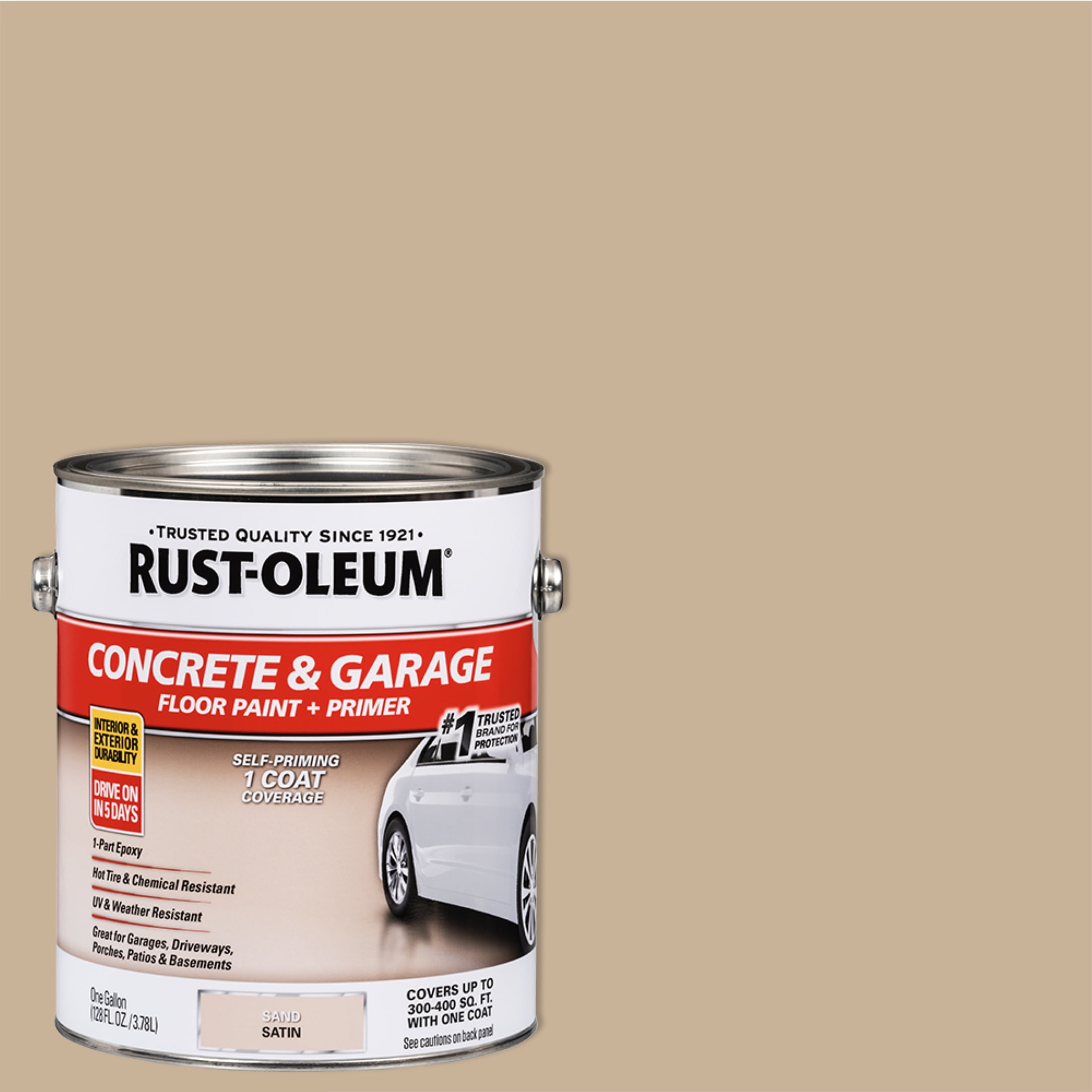 2 Pack, Sand, Rust-Oleum Satin Concrete and Garage Floor Paint and ...